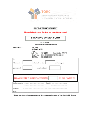 Fillable Online TORC Standing Order Form Fax Email Print - pdfFiller