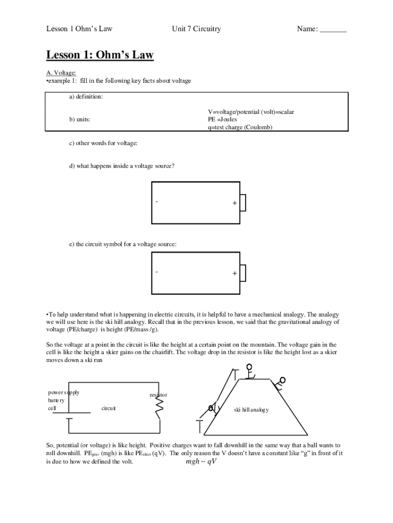Fillable Online Ohm's Law Explained - Voltage, Current, Resistance ...