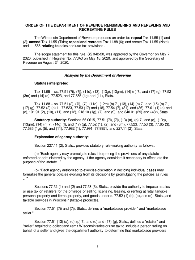 Fillable Online docs legis wisconsin ORDER OF THE DEPARTMENT OF REVENUE ... Fax Email Print ...