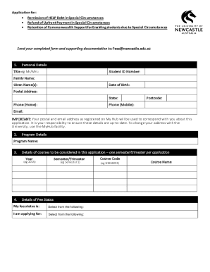 Fillable Online Application for Remission of Fees in Special ...