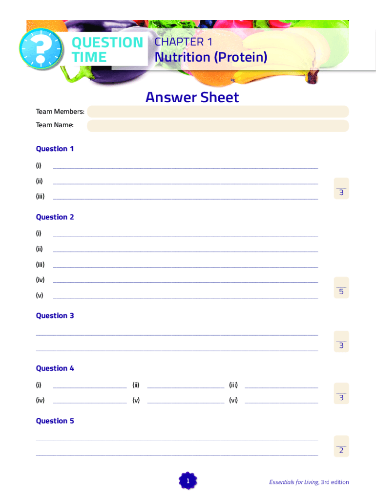 Fillable Online QUESTION TIME Answer Sheet Fax Email Print - pdfFiller