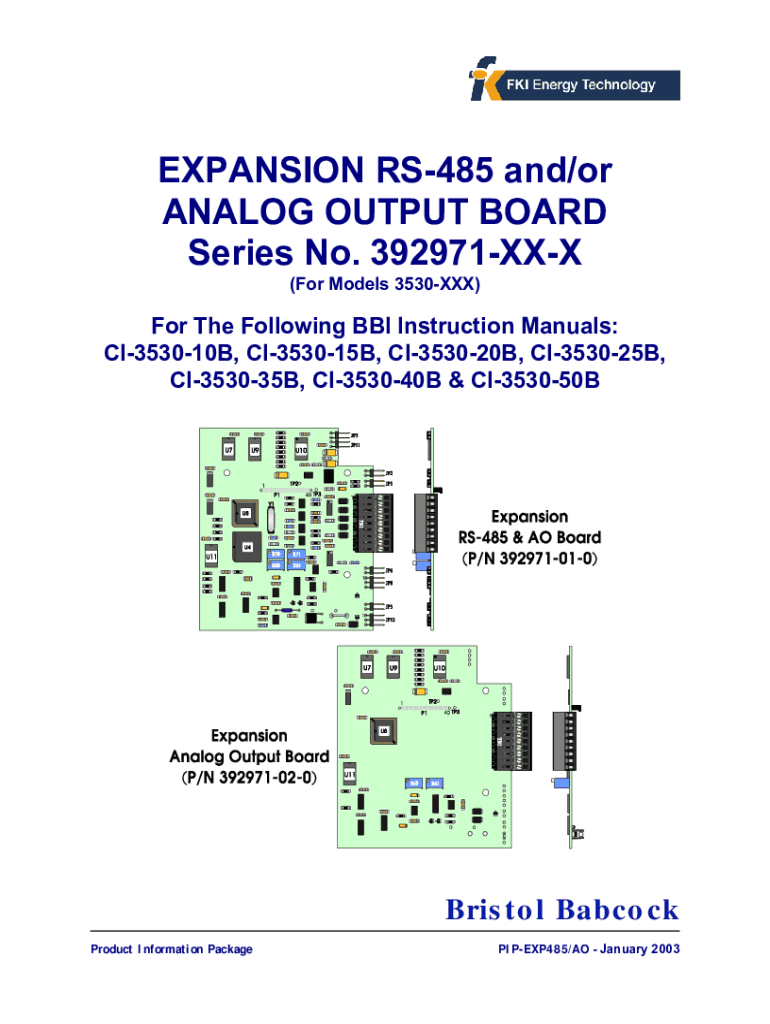Fillable Online EXPANSION RS-485 and/or ANALOG OUTPUT BOARD Series No ... Fax Email Print ...