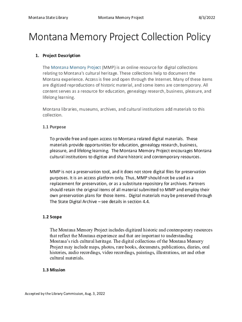 Fillable Online msl mt The Montana Memory Project is Now the Montana ...