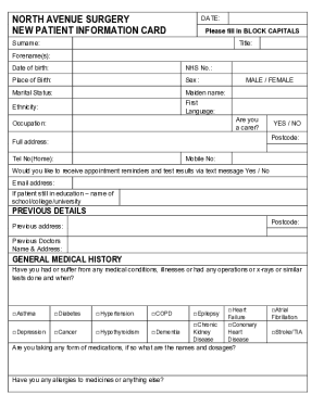 Fillable Online New Patient Registration (Child) - St Clements Surgery Fax Email Print - pdfFiller