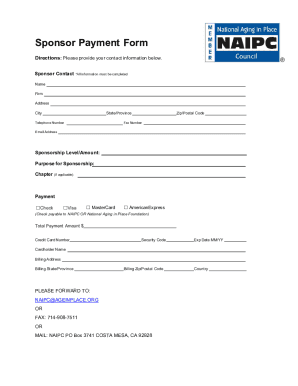 Fillable Online Sponsor Information Collection Form Fax Email Print - pdfFiller