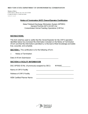 Fillable Online Notice of Termination (NOT) Owner/Operator ...