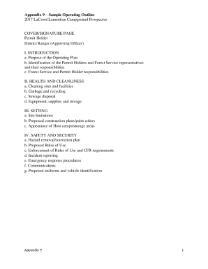 Fillable Online Appendix 13: Sample Operating Plan Outline and ... Fax ...