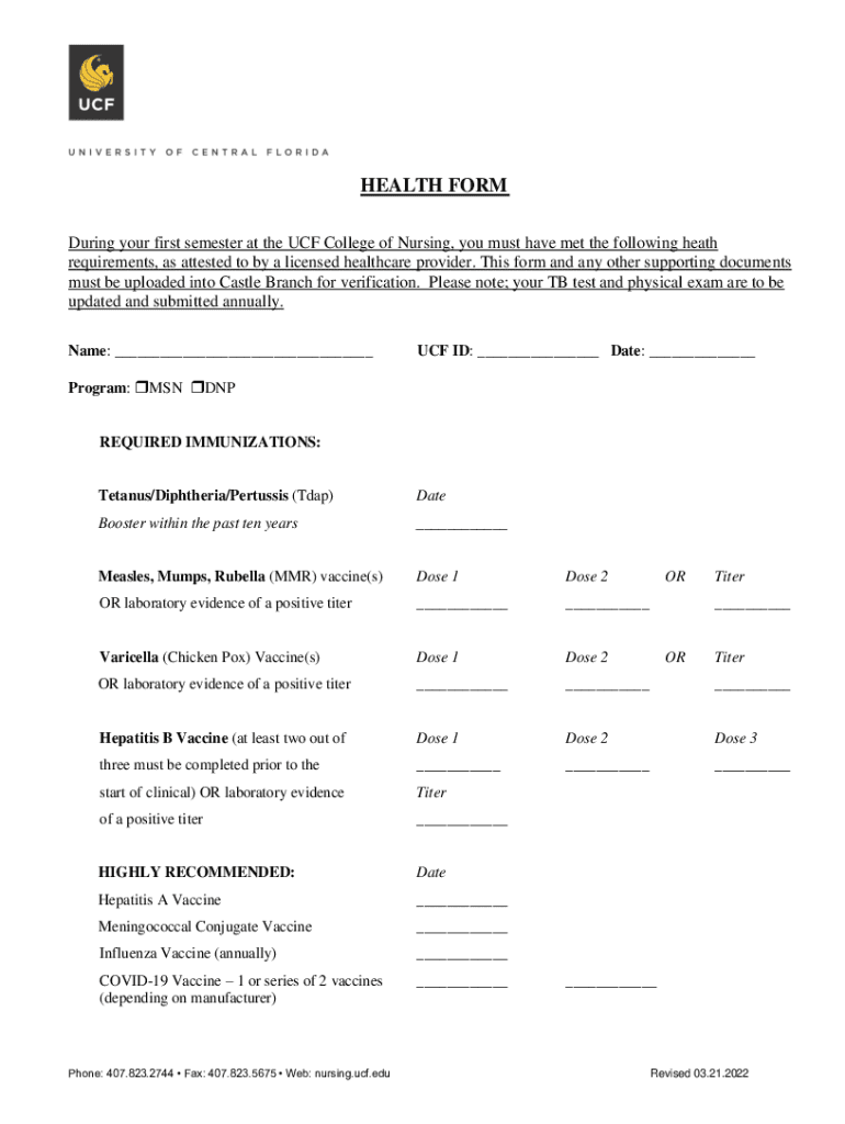 Fillable Online nursing ucf Important! Do Not Delay! (University of Central Florida) Fax Email ...