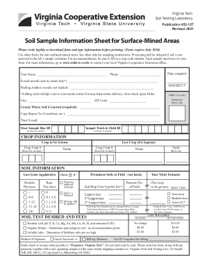 Fillable Online Soil Sample Information Sheet for Surface ...
