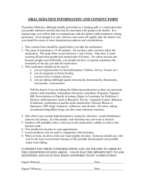 Fillable Online Oral Sedation information and Consent form ( ... Fax ...