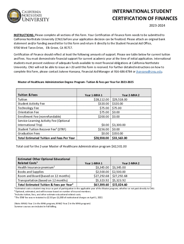 Fillable Online Certification of Finances 20232024.docx Fax Email Print - pdfFiller