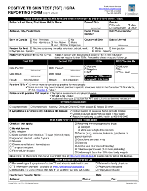 Fillable Online Positive TST IGRA Reporting Form Fax Email Print ...