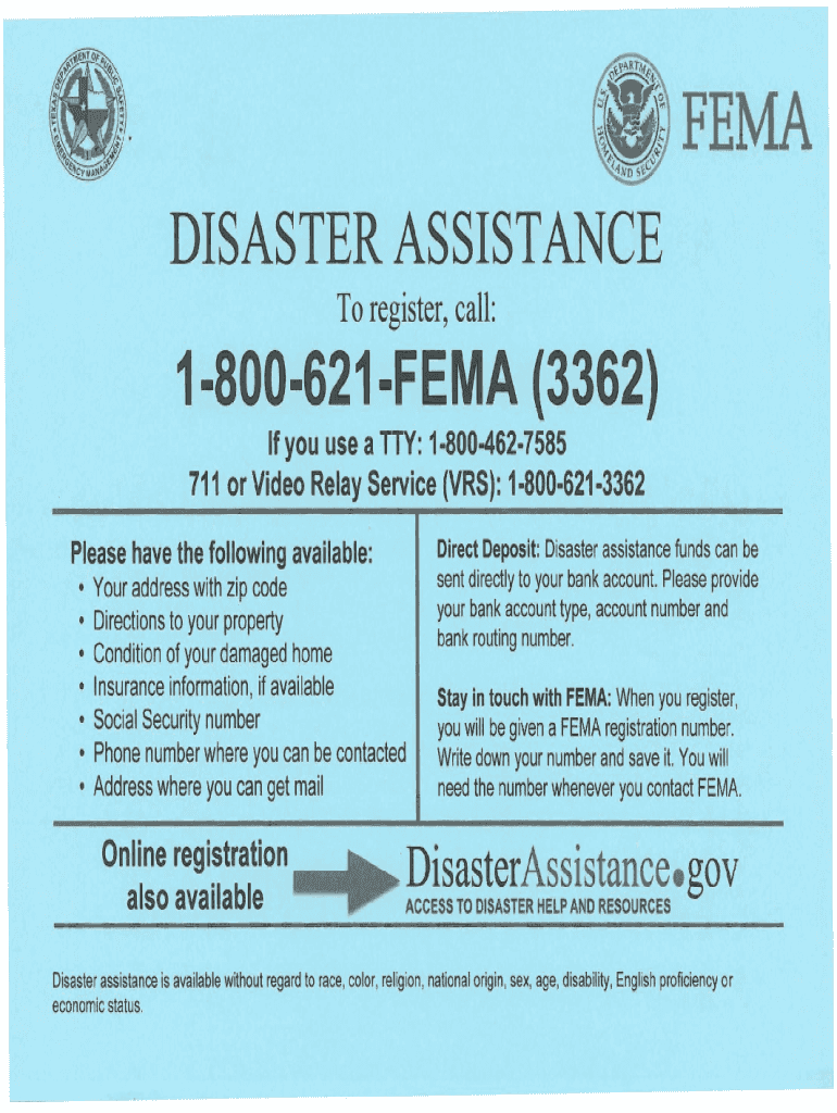 Fillable Online How to Apply for FEMA Assistance Fax Email Print - pdfFiller