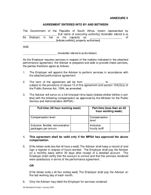 Fillable Online Standard Contract Annexure X.doc Fax Email Print ...