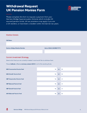 Fillable Online Withdrawal Request UK Pension Monies Form Fax Email ...