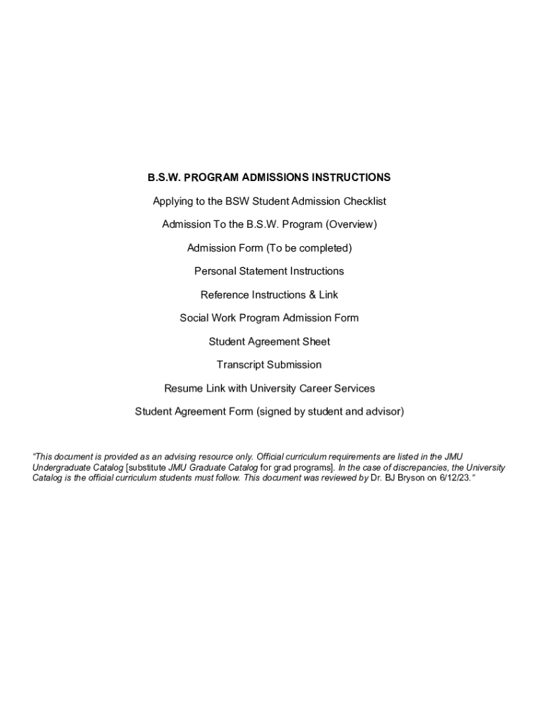 Fillable Online Getting Started With Your BSW Application Fax Email ...