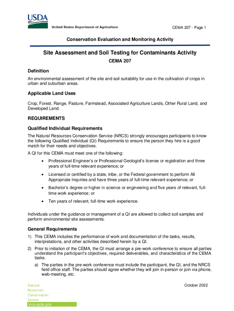 Fillable Online FY23CEMA 207Site Assessment and Soil Testing for ...