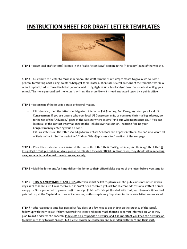 Fillable Online INSTRUCTION SHEET FOR DRAFT LETTER TEMPLATES Fax Email ...