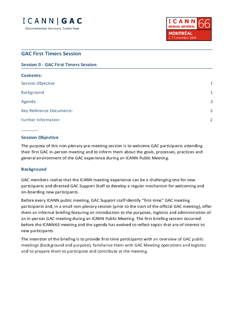 Fillable Online GAC First Timers Session GAC Members Only Fax Email Print - pdfFiller