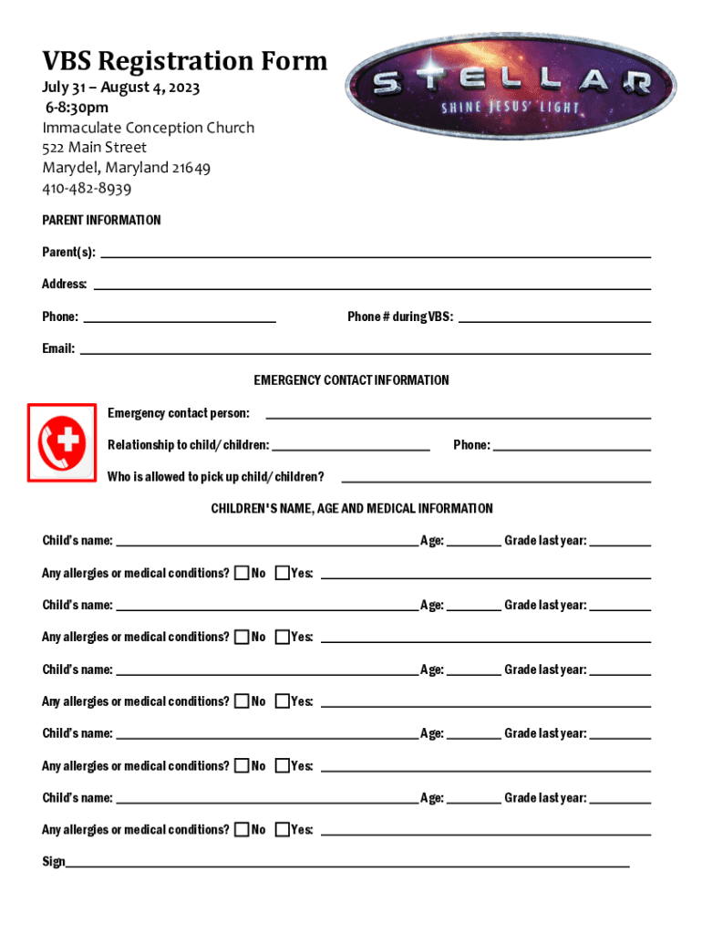 Fillable Online Immaculate Conception Church, 522 Main St, Marydel, MD ... Fax Email Print ...