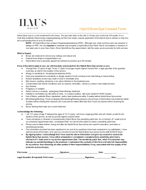 Fillable Online Brow Wax + Tint/Hybrid Brow Consent Form Fax Email ...