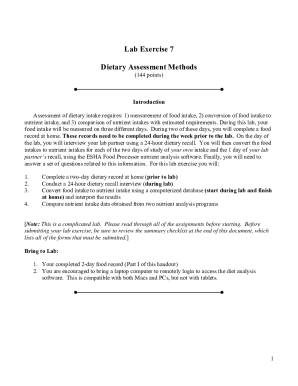 Fillable Online Overview of Dietary Assessment Methods for Measuring ...