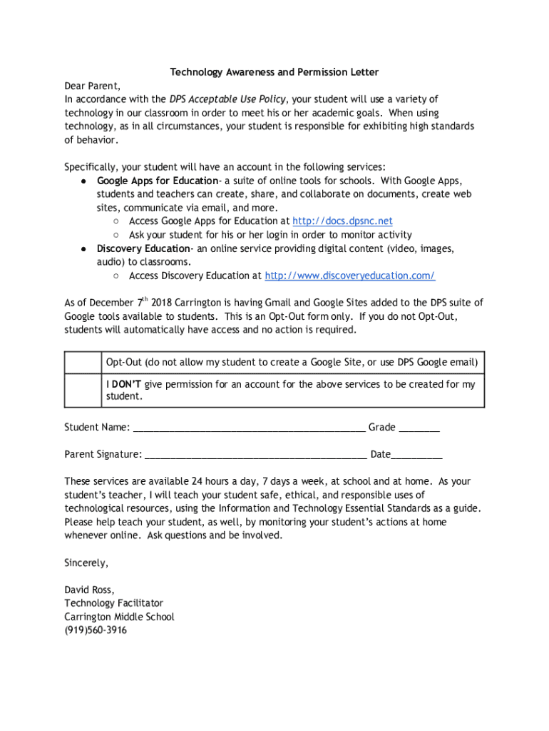 Fillable Online Technology Acceptable Use PolicyOak Middle School Fax Email Print - pdfFiller