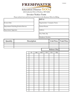 Fillable Online Invoice Notice Form Fax Email Print - pdfFiller