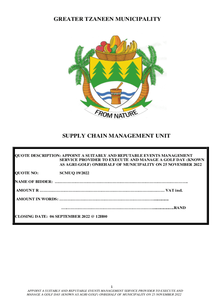 Fillable Online Event Management Services and Event Logistics Tenders ...