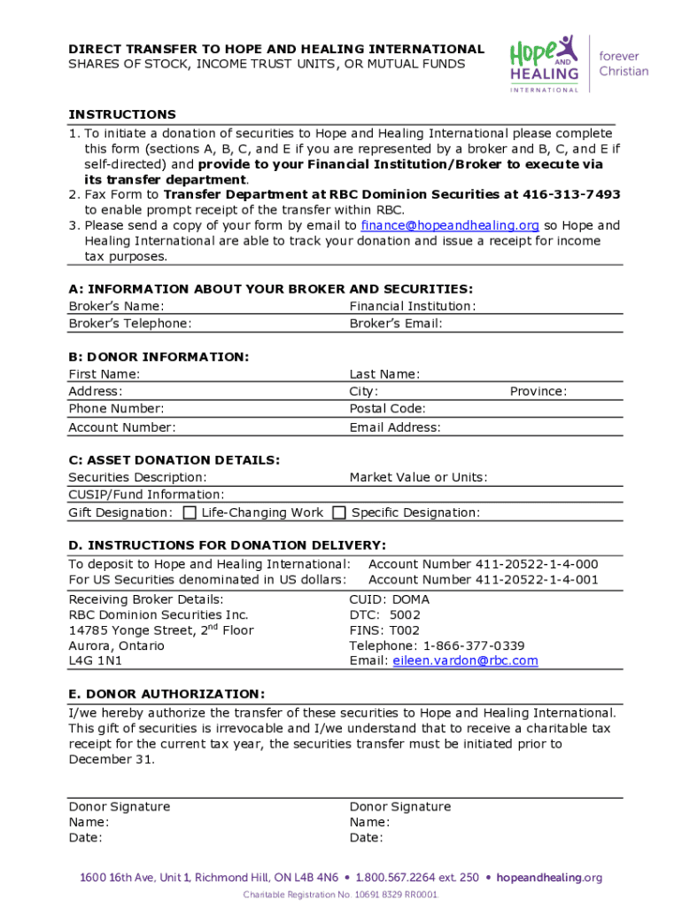 Fillable Online How To Donate Appreciated Assets Like Stock (DTC ... Fax Email Print - pdfFiller