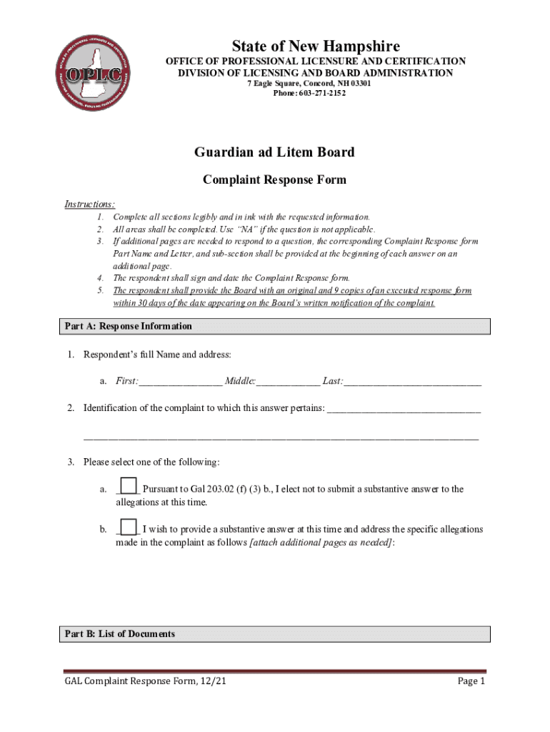 Fillable Online Complaint Response Form Fax Email Print - pdfFiller