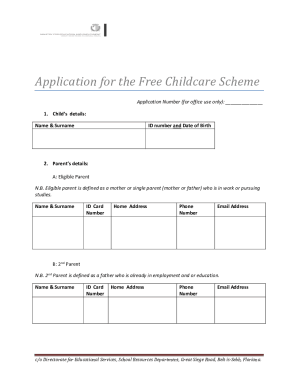 Fillable Online Children Application - Government Scheme Fax Email Print - pdfFiller