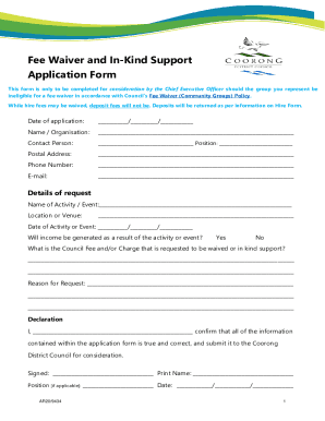 Fillable Online Fee Waiver and In-Kind Support Application Form Fax ...