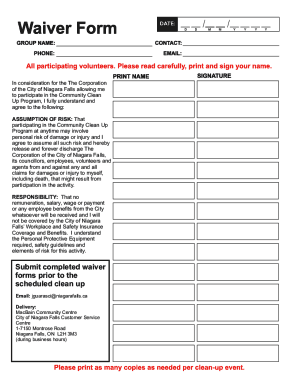 Fillable Online Group and Individual Waiver Form Template Fax Email ...