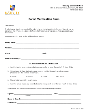 Fillable Online Parish Registration Form - St. Gabriel the Archangel ...