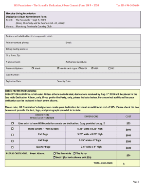 Fillable Online 2019 Scramble Dedication Album Form Fax Email Print ...