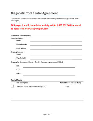 Fillable Online Special Tools Rental Agreement Fax Email Print - pdfFiller