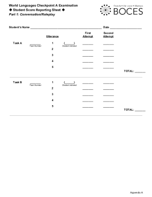 Fillable Online Score Reporting Sheets for Checkpoint A Fax Email Print - pdfFiller