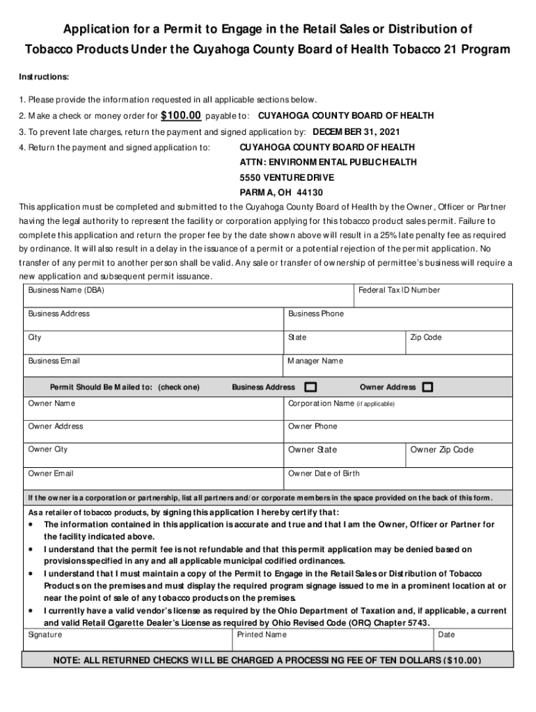 Fillable Online Application for a Permit to Engage in the Retail Sales ...