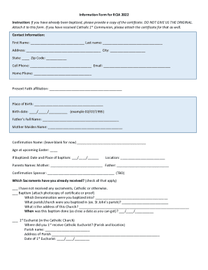 Fillable Online RCIA Adult Registration Form Fax Email Print - pdfFiller
