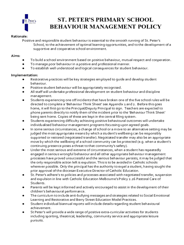 Fillable Online St Peter's CE Primary School & Nursery Fax Email Print ...