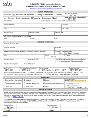 Fillable Online snhd-application-food-low-risk-change-of-permit-holder ...