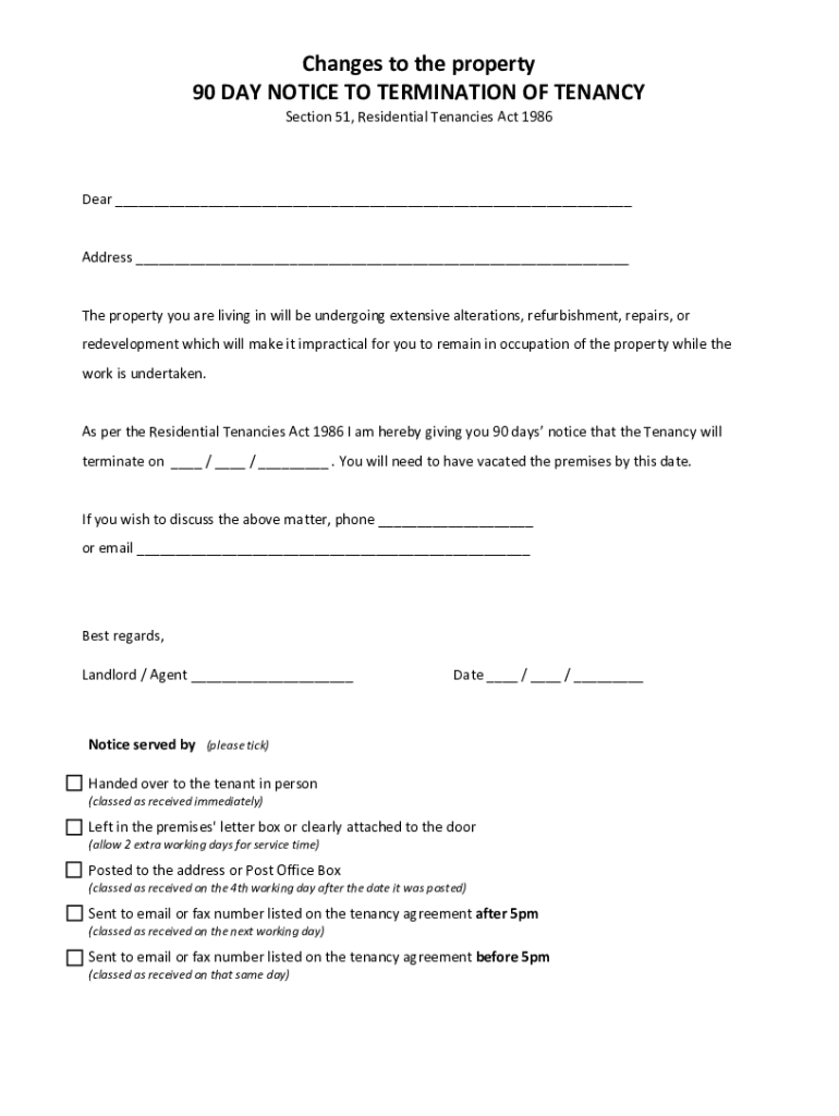 Fillable Online Giving notice to end an indefinite (periodic) tenancy ...