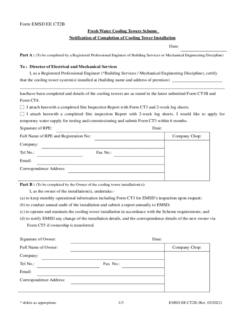 Fillable Online Form EMSD EE CT2B - FWCT Scheme - Notification of ...