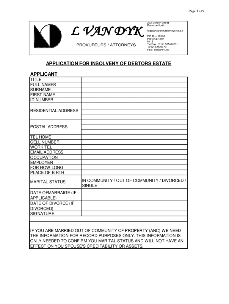 Fillable Online L van Dyk Attorneys and Conveyancers Fax Email Print - pdfFiller