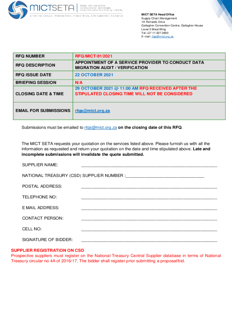 Fillable Online MICT SETA Company Profile - MIDRAND Fax Email Print ...
