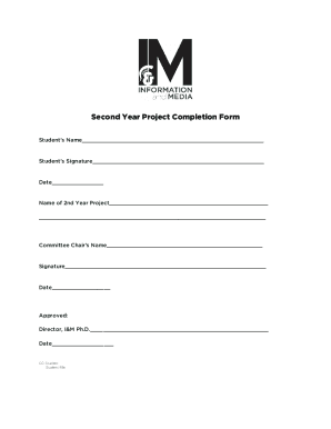 Fillable Online Second Year Project Completion Form Fax Email Print ...