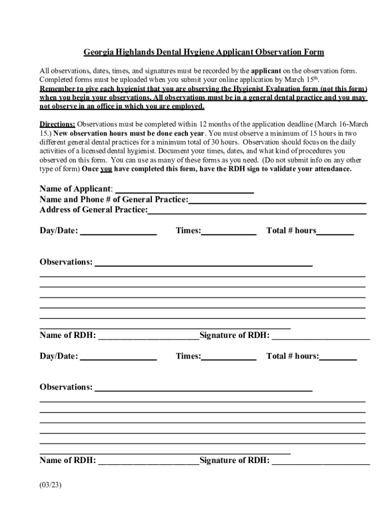 Fillable Online Instructions for Dental Hygiene Application Fax Email ...