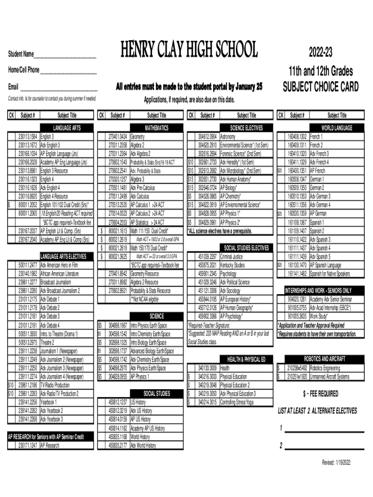 Fillable Online Henry Clay High School Transcript RequestLexington, KY ...