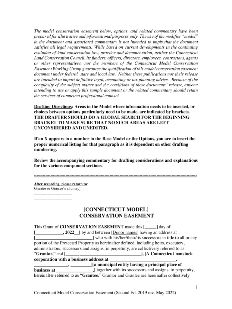 Fillable Online Wisconsin Model Grant of Conservation Easement and ...
